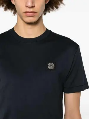 Stone Island T-shirt With Logo Appliqu - Blue