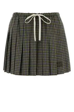 Miu Miu Embroidered Flannel Skirt - Multicolor