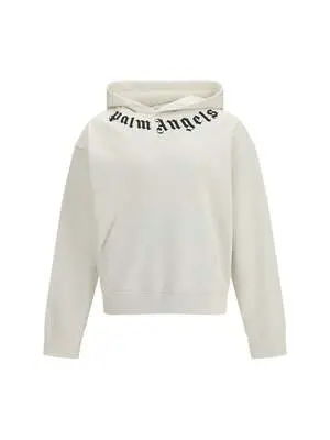 Palm Angels Neck Logo Hoodie - White