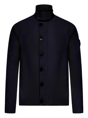 Stone Island High-neck Wool Cardigan - Blue