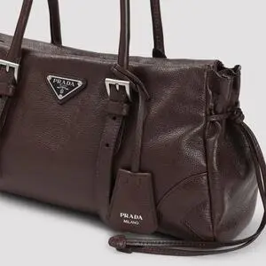 Prada Grained Leather Shopping Bag - Brown