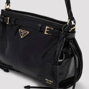 Prada Bonnie Small Leather Hobo Bag - Black