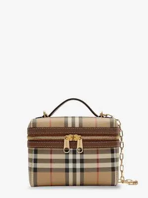 Burberry Vanity Mini Coated Canvas Handbag With Check Motif - Multicolor