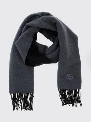 Gucci 100% Cashmere Scarf With Gg Monogram And Fringed Edges