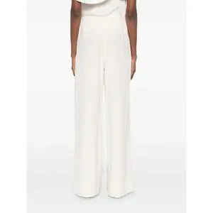 Max Mara Solid Wide Leg Palazzo Trousers - Cream