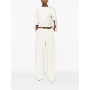 Max Mara Silk Blend Palazzo Trousers - Cream