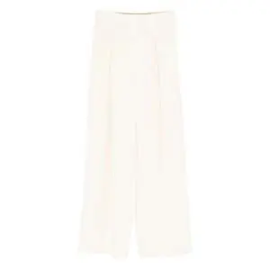 Max Mara Silk Blend Palazzo Trousers - Beige