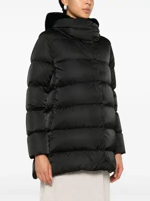 Herno A-shape Down Jacket In Satin And Lady Alternative Fur