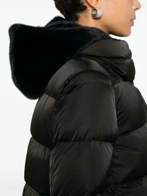 Herno Piumino A-shape In Raso E Lady Alternative Fur - Black