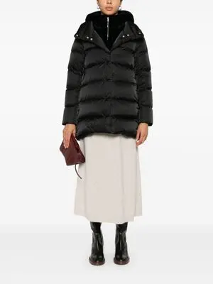 Herno Piumino A-shape In Raso E Lady Alternative Fur - Black