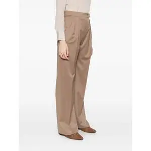 Max Mara Virgin Wool Straight Trousers - Cream