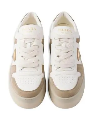 Prada Downtown Bold Nappa Leather And Suede Sneakers - Multicolor