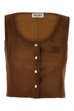 Miu Miu Suede Top - Brown