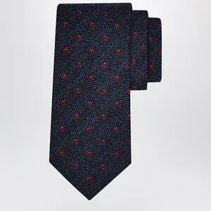 FERRAGAMO Navy Blue/red Gancini Chevron Tie - Multicolor