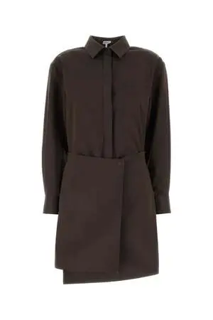 Loewe Chocolate Gabardine Mini Dress - Brown