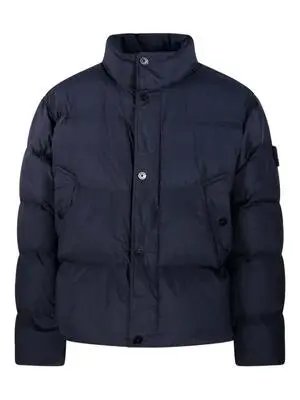 Stone Island Button-up Quilted Jacket - Blue