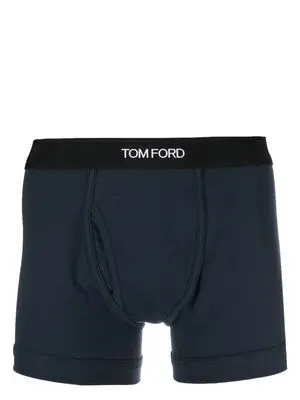 TOM FORD Logo-waistband Cotton Boxer Briefs - Blue