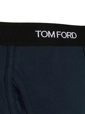 TOM FORD Logo-waistband Cotton Boxer Briefs - Blue
