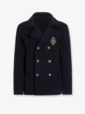 Dolce & Gabbana Virgin Wool Blazer With Iconic Crest - Multicolor