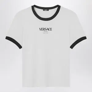 Versace Black Stretch Viscose Jersey T-shirt - White