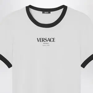 Versace Black Stretch Viscose Jersey T-shirt - White
