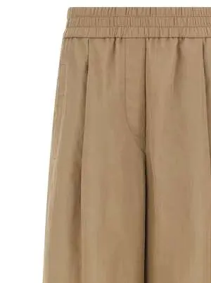 Brunello Cucinelli Wide Leg Cotton Organza Track Pants - Cream
