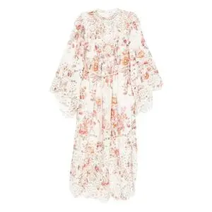 Zimmermann Floral Print Linen Midi Dress - Cream