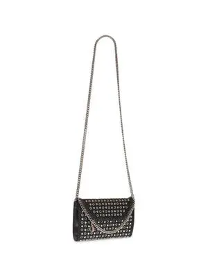 Stella McCartney Falabella Wallet With Chain In Alter Mat, Featuring Studs And Eyelets - Black