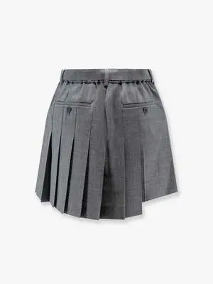 Sacai Pleated Wool Shorts - Gray