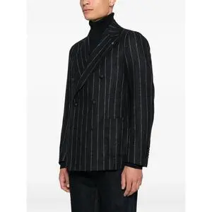 Tagliatore Striped Double-breasted Blazer - Black