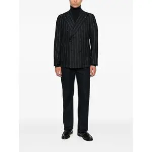 Tagliatore Striped Double-breasted Blazer - Black