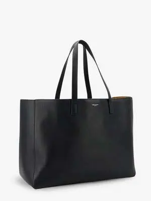 Saint Laurent Leather Shopping Bag With Front Logo