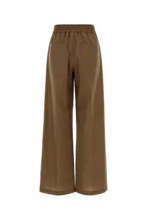 Brunello Cucinelli Cotton Blend Wide-leg Pants - Brown