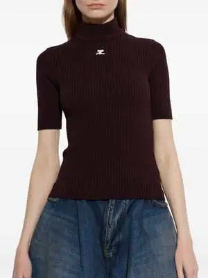COURREGES Short-sleeved Ribbed Sweater