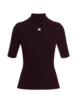 COURREGES Short-sleeved Ribbed Sweater - Red