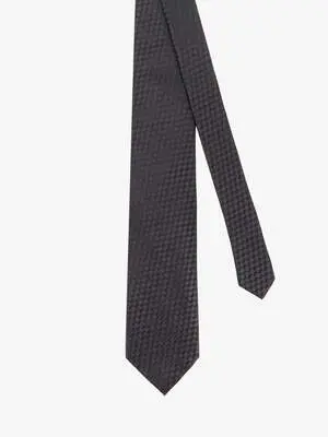 TOM FORD Silk Tie With Geometric Pattern - Black