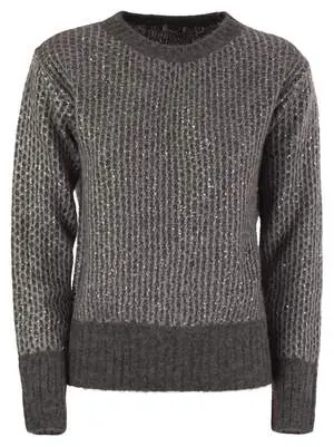 Herno Alpaca And Wool Crewneck Sweater - Gray