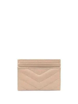 Saint Laurent Cassandre Matelassé Card Case In Grain De Poudre Leather - Multicolor