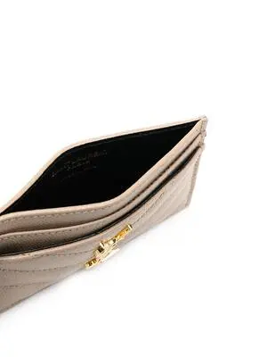 Saint Laurent Cassandre Matelassé Card Case In Grain De Poudre Leather - Multicolor