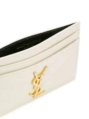 Saint Laurent Cassandre Matelassé Card Case In Grain De Poudre Leather - Multicolor