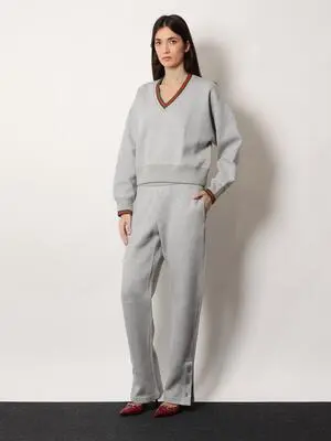 Gucci Cotton Blend Trouser With Web Detail