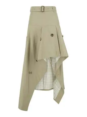 Burberry BURBERRY Cotton Asymmetrical Skirt With Check Lining Multicolor