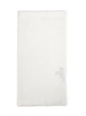 Tagliatore White Jacquard Virgin Wool Logo Scarf - Multicolor