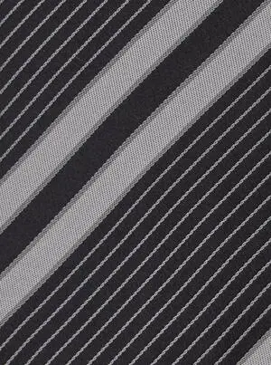 Saint Laurent Black And White Tie With All-over Stripe Motif In Silk For - Multicolor