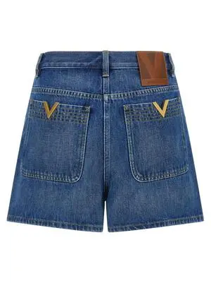 Valentino Garavani Vgold Denim Shorts - Blue