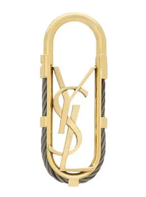 Saint Laurent Gold Colored Keychain With Logo Design In Metal For - Multicolor