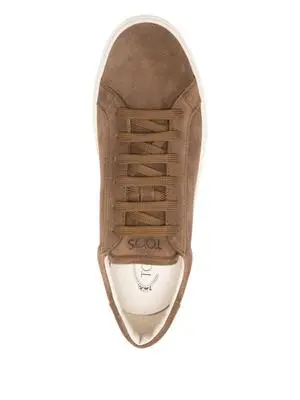 TOD'S Suede Sneakers With Stamped Logo - Brown