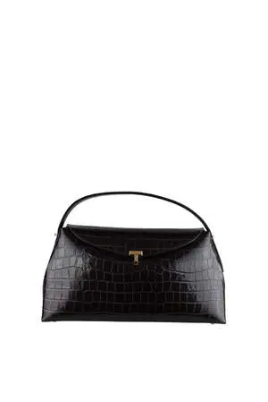 TOTEME T-lock Croco-embossed Top Handle Bag - Brown
