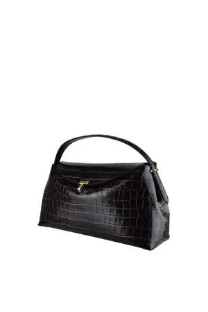 TOTEME T-lock Croco-embossed Top Handle Bag