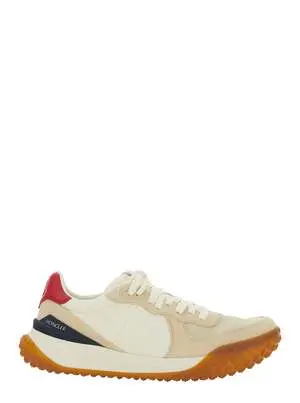 Moncler Beige Low Top Sneakers With Logo Patch On The Back And Panelled Design In Leather And Tech Fabric For - Multicolor
